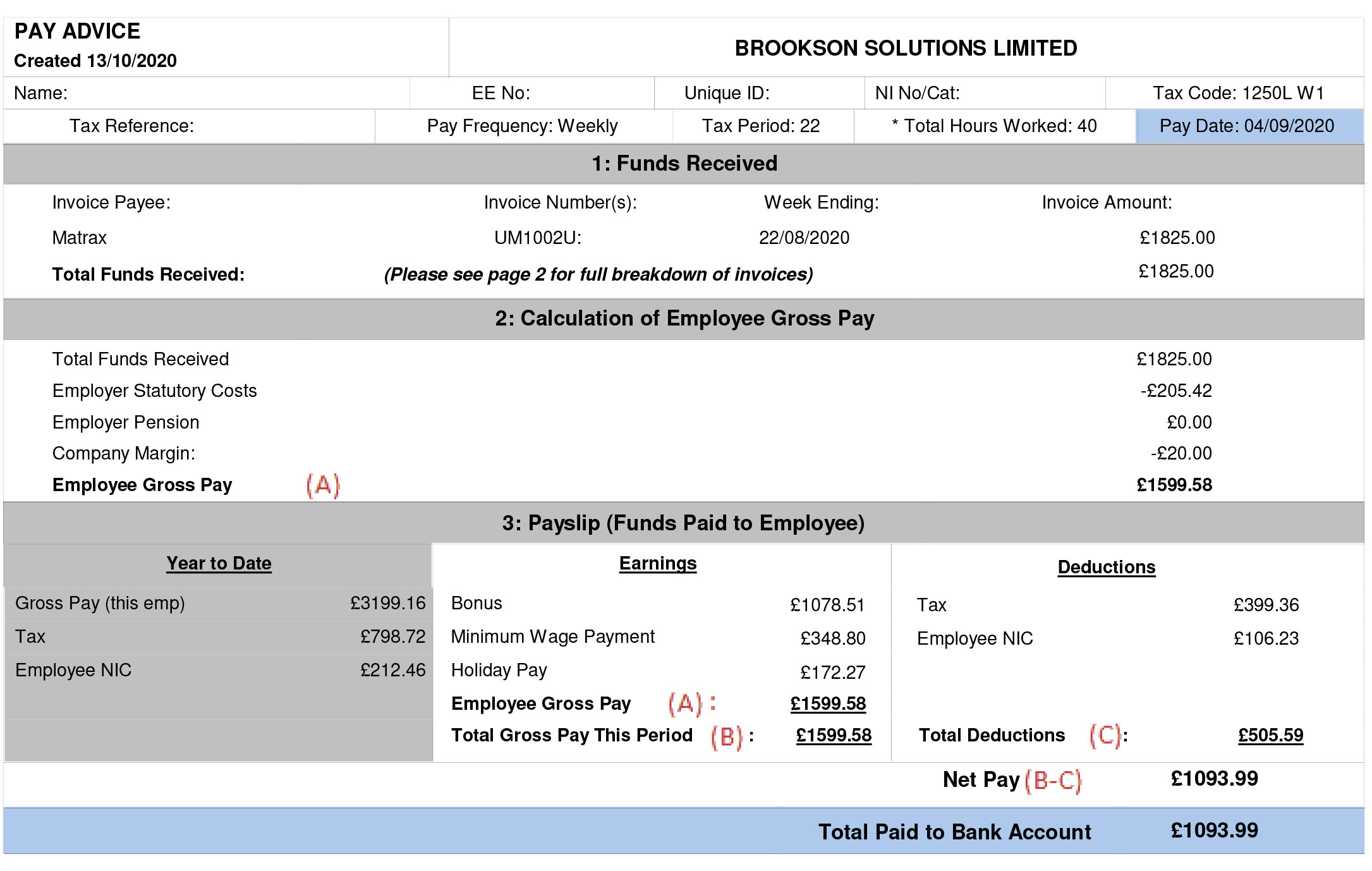Your Umbrella Payslip Explained Brookson FAQ